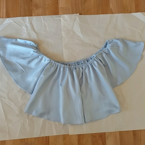 SHEIN | Tops | Shein Light Blue Off The Shoulder Flouncy Top | Poshmark